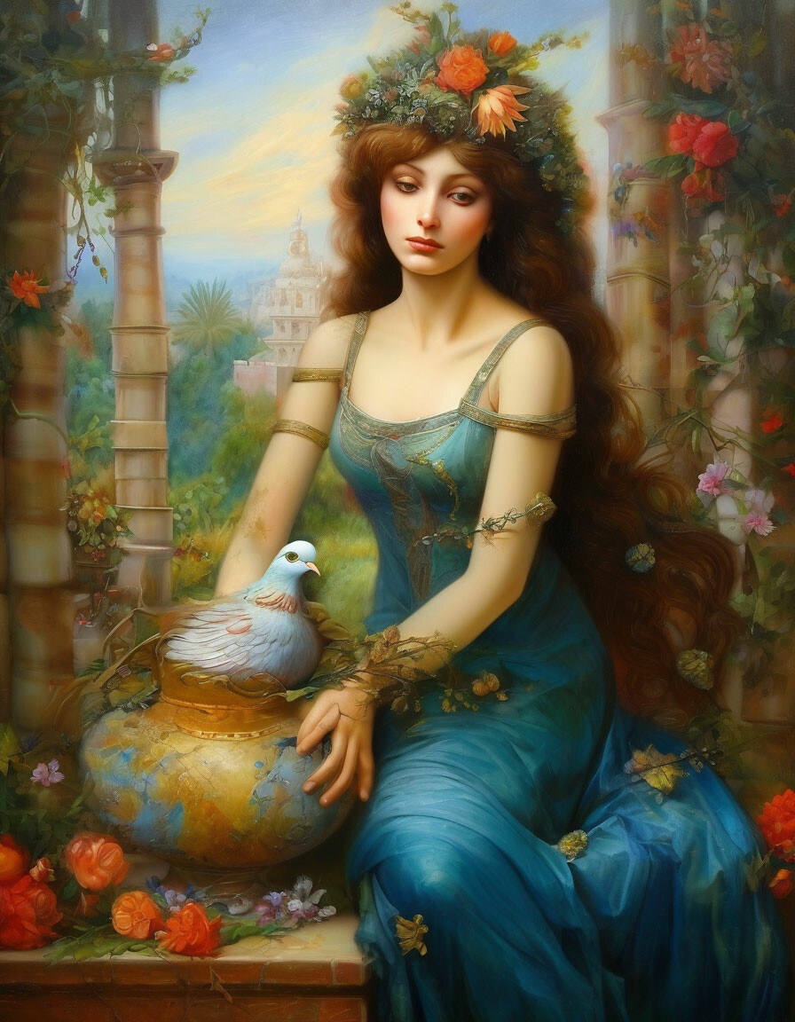 "Semiramis and the dove in the hanging Gardens In the style of ...