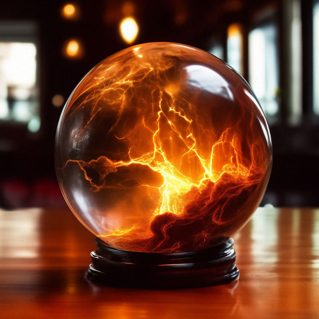 "A mega glass ball, thunder rumbles in it, mystery and magic" — image ...