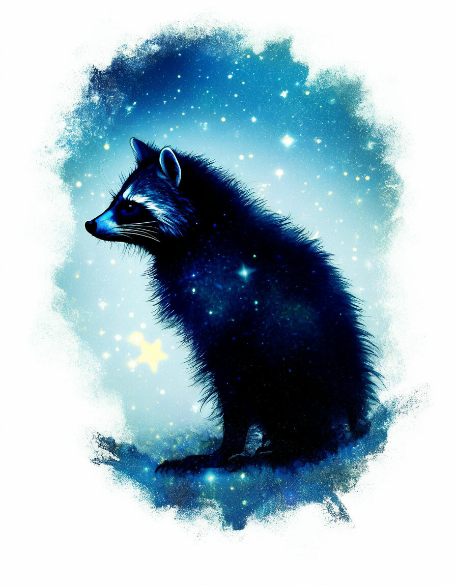 "Starry Night inside the silhouette of a raccoon star is a double ...