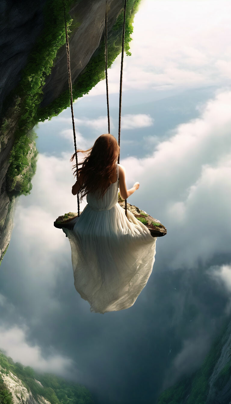 "Winged swing They are flying over the abyss.... fullhd+ 4k close-up ...