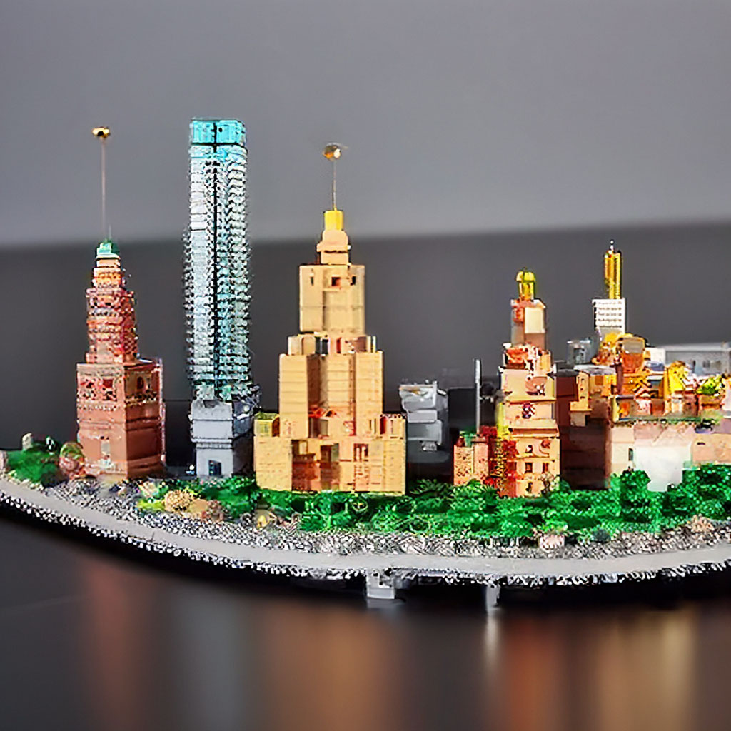 "Moscow City made of lego" — image created in Shedevrum