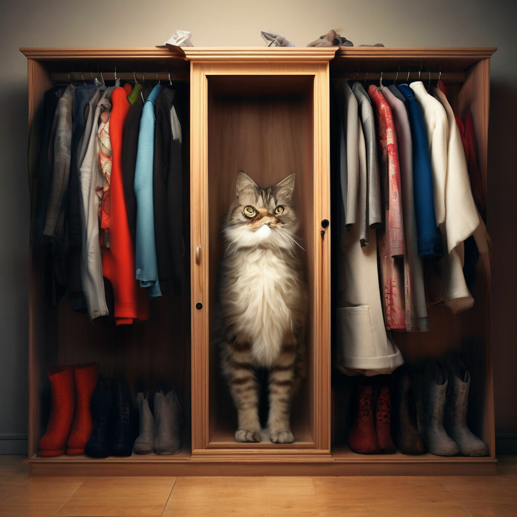 "Wardrobe cat" — image created in Shedevrum