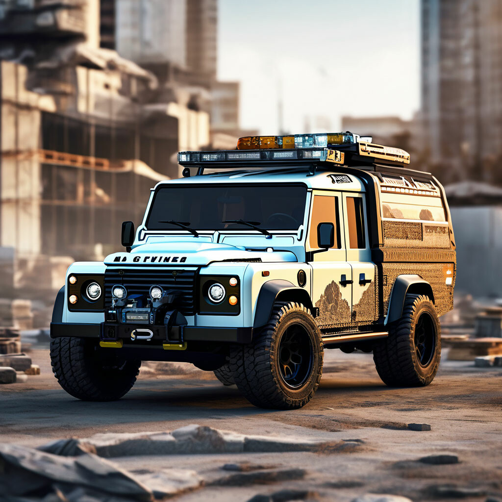 "Land Rover hybrid flatbed truck with awning, rocketbunny, luxury ...