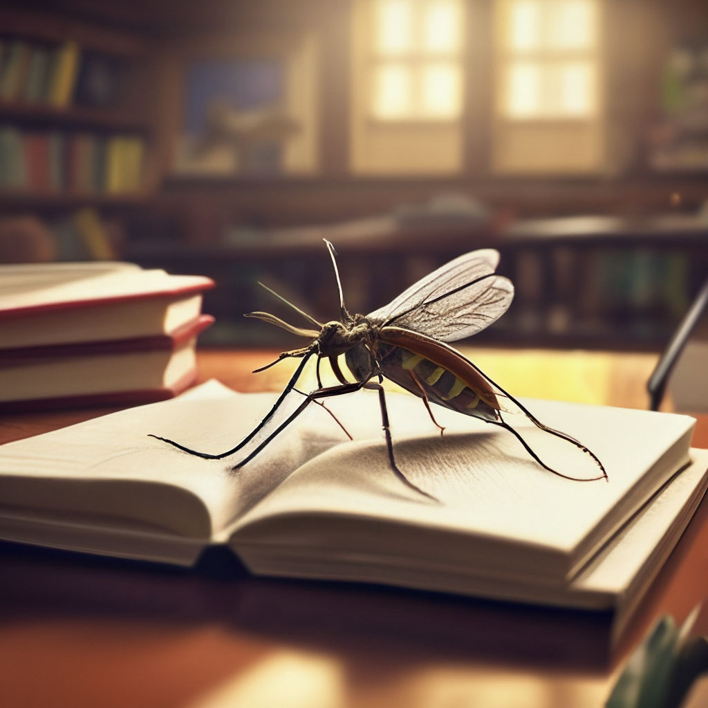 "The mosquito is studying at school" — image created in Shedevrum
