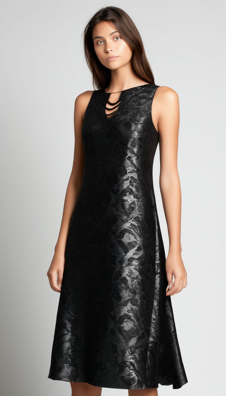 ". American armhole dress - straight trapeze made of brocade - a dress ...