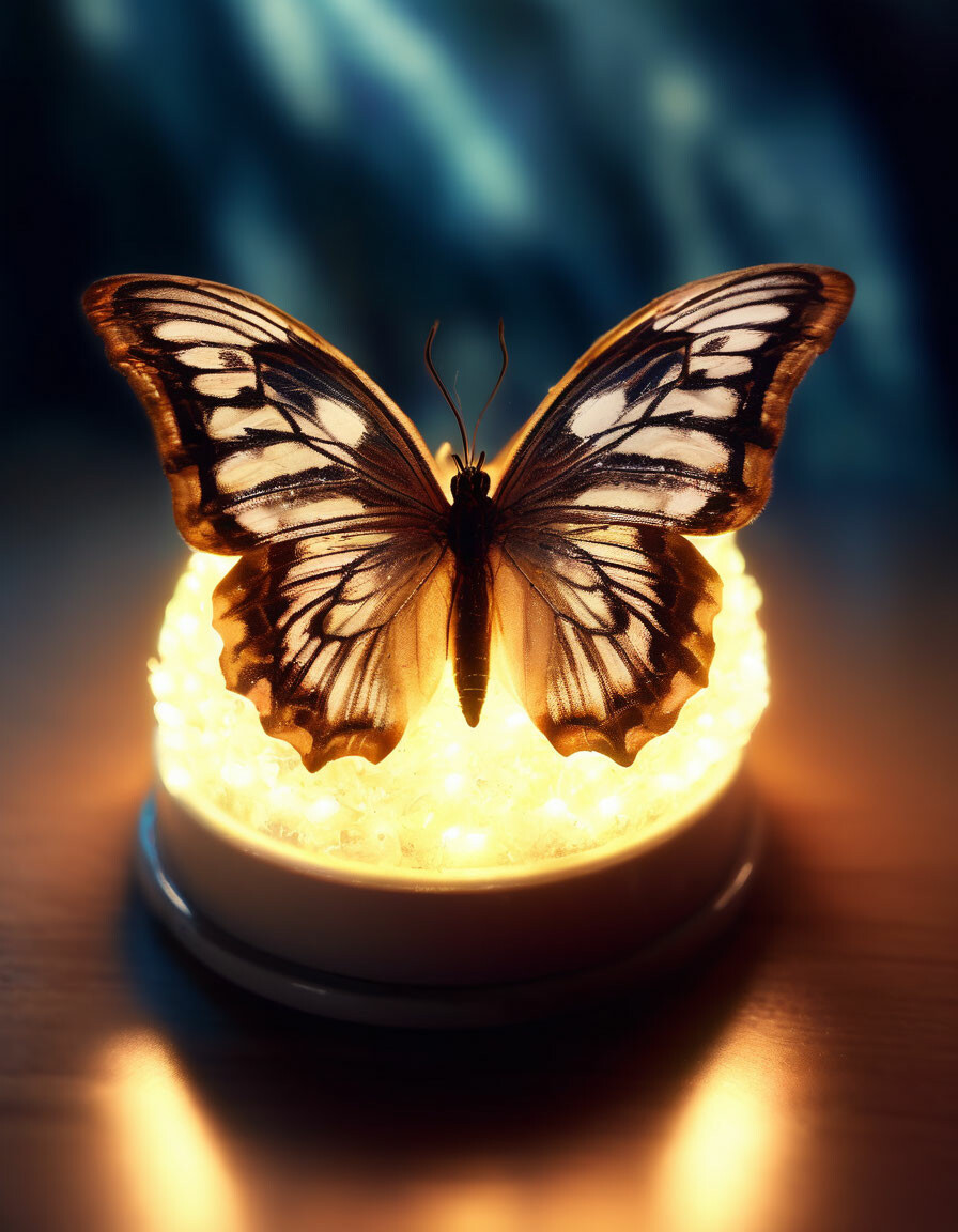 "Butterfly night light, aesthetically pleasing, professional photo ...