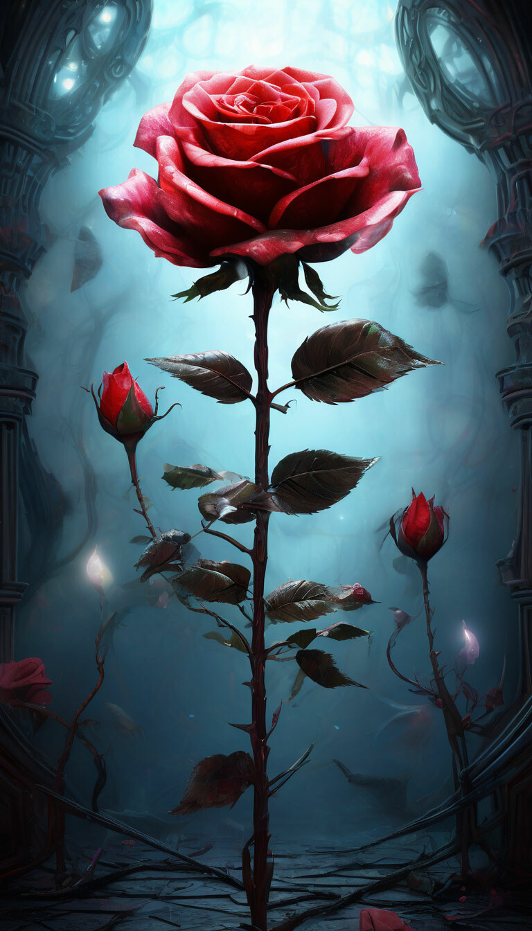 The anthropomorphic rosebush Body …" — image created in Shedevrum