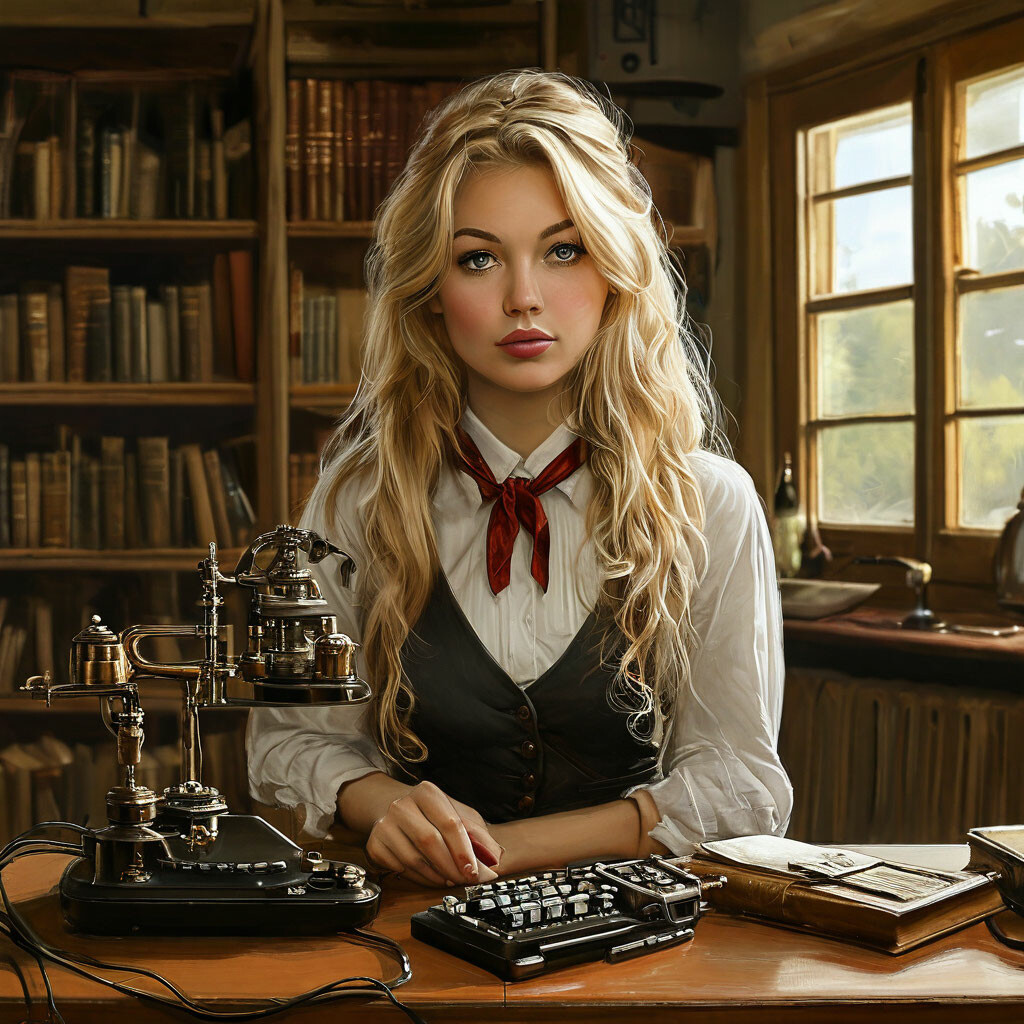 "Lena is a blonde telegraph operator" — image created in Shedevrum
