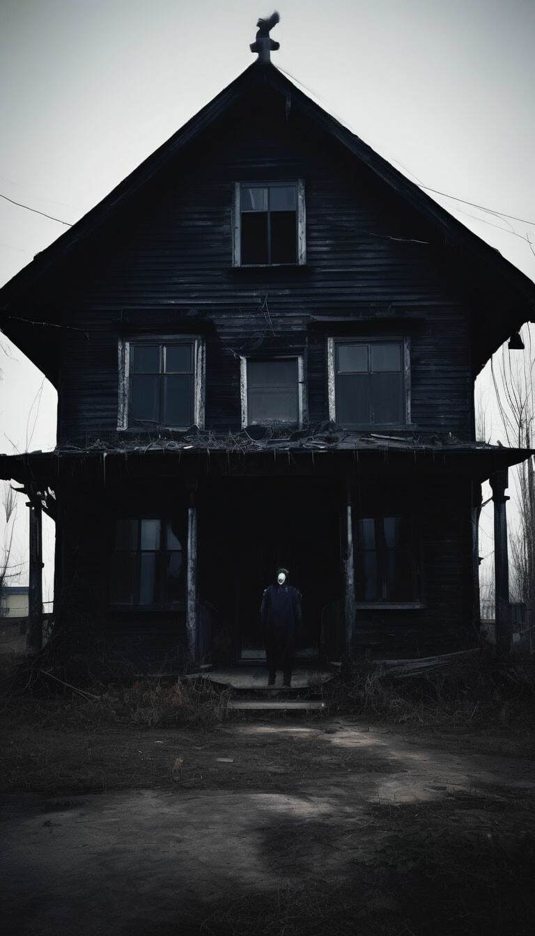 "H3ll0. a big black house,a scary …" — image created in Shedevrum