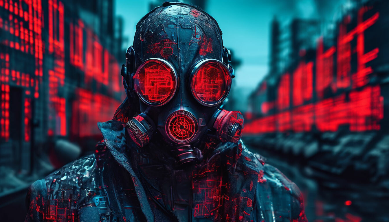 "A transparent cybernetic man in a gas…" — image created in Shedevrum