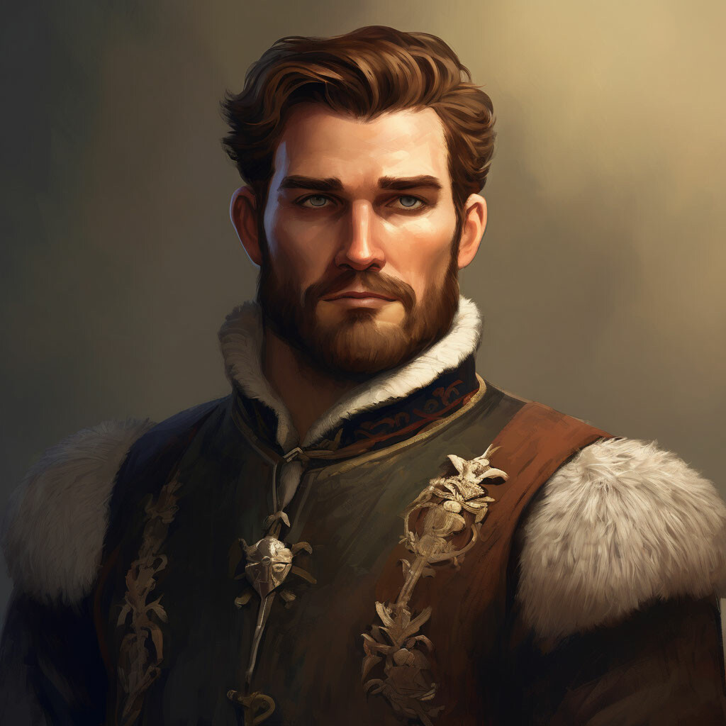 "A stout man with a Scandinavian …" — image created in Shedevrum