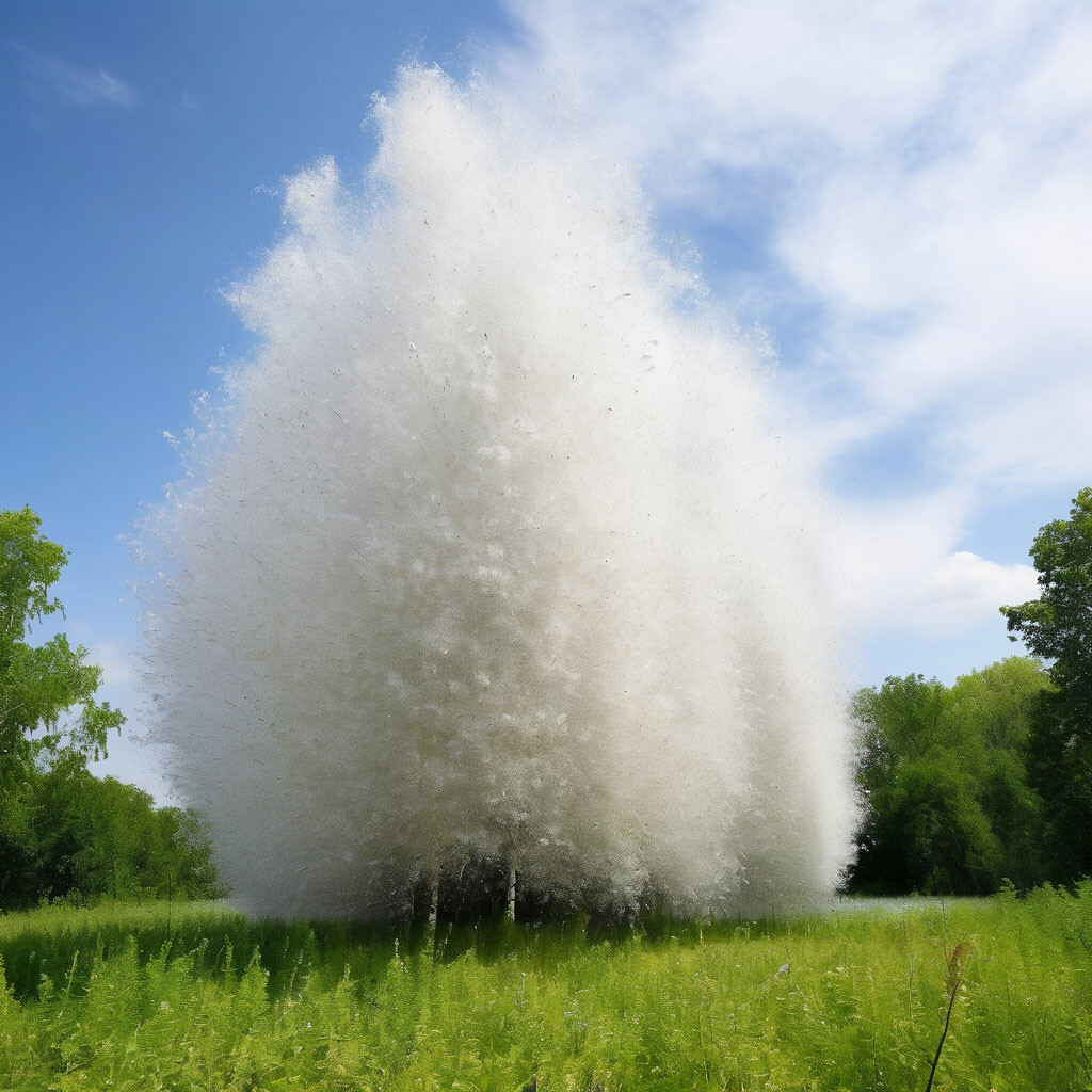 "Poplar fluff heat June" — image created in Shedevrum