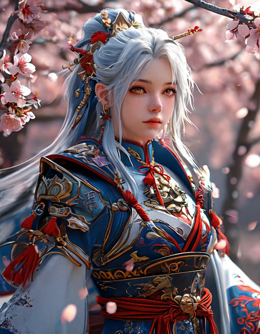 "A character from Genshin impact, Shen He in full height, aesthetically ...