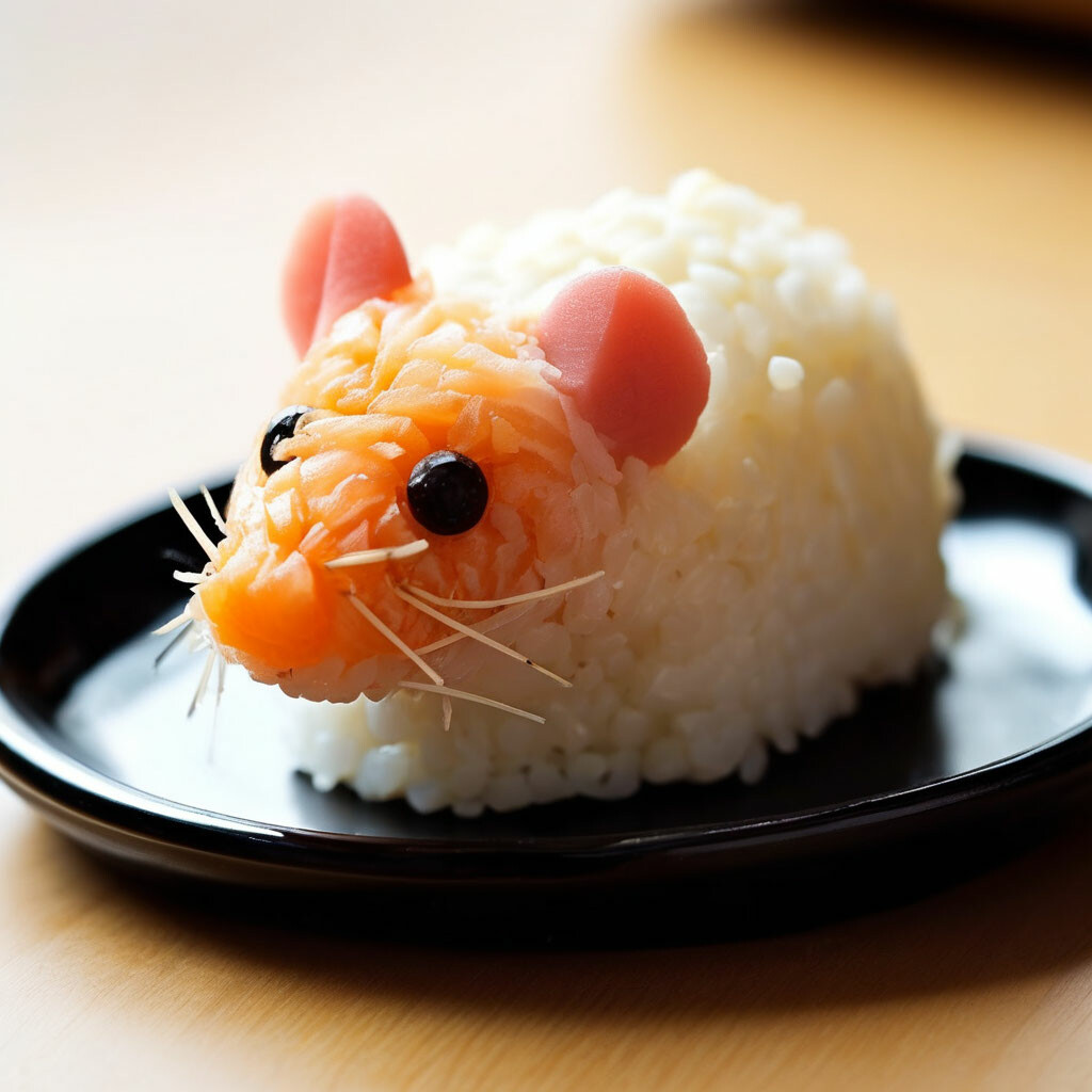 "Sushi in the form of a rat" — image created in Shedevrum