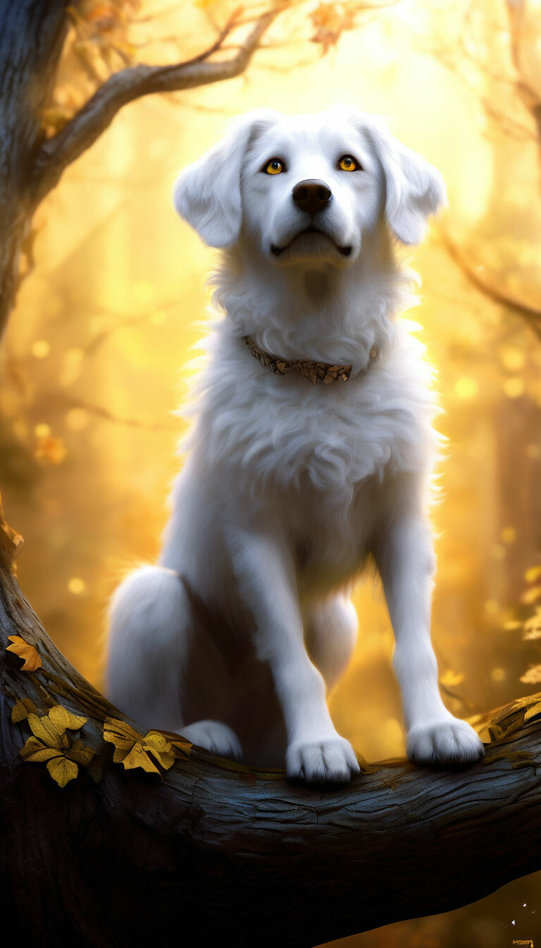 «🐶 a fantastic white dog with …» — картинка создана в Шедевруме