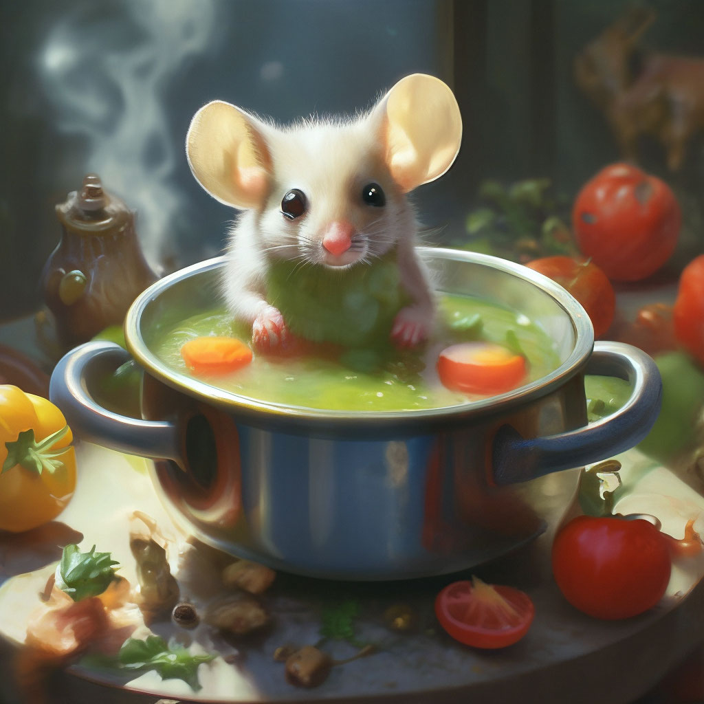 "Mouse soup" — image created in Shedevrum