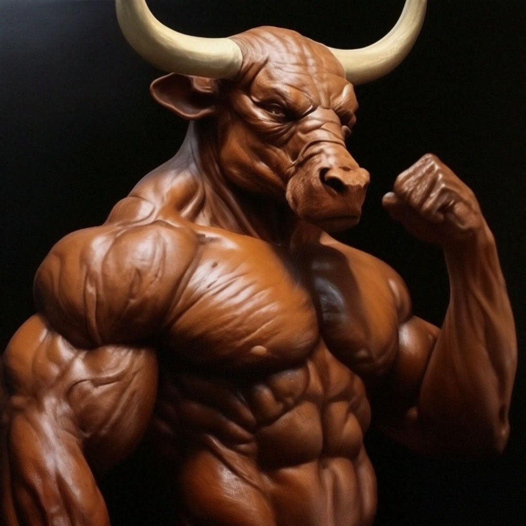 "Bodybuilder Minotaur side man in jelly jock without helmet and armor ...