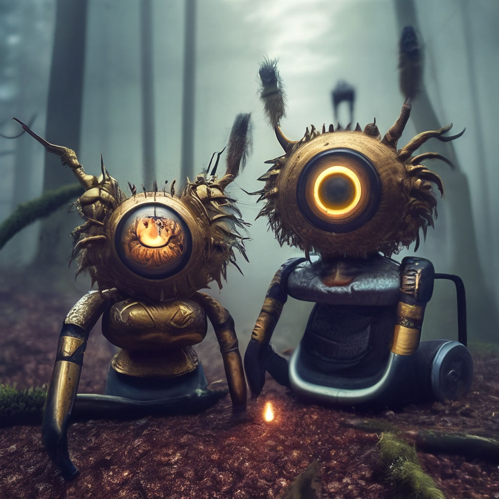 "A pair of creatures in the form of a gilded and bard companion vacuum ...