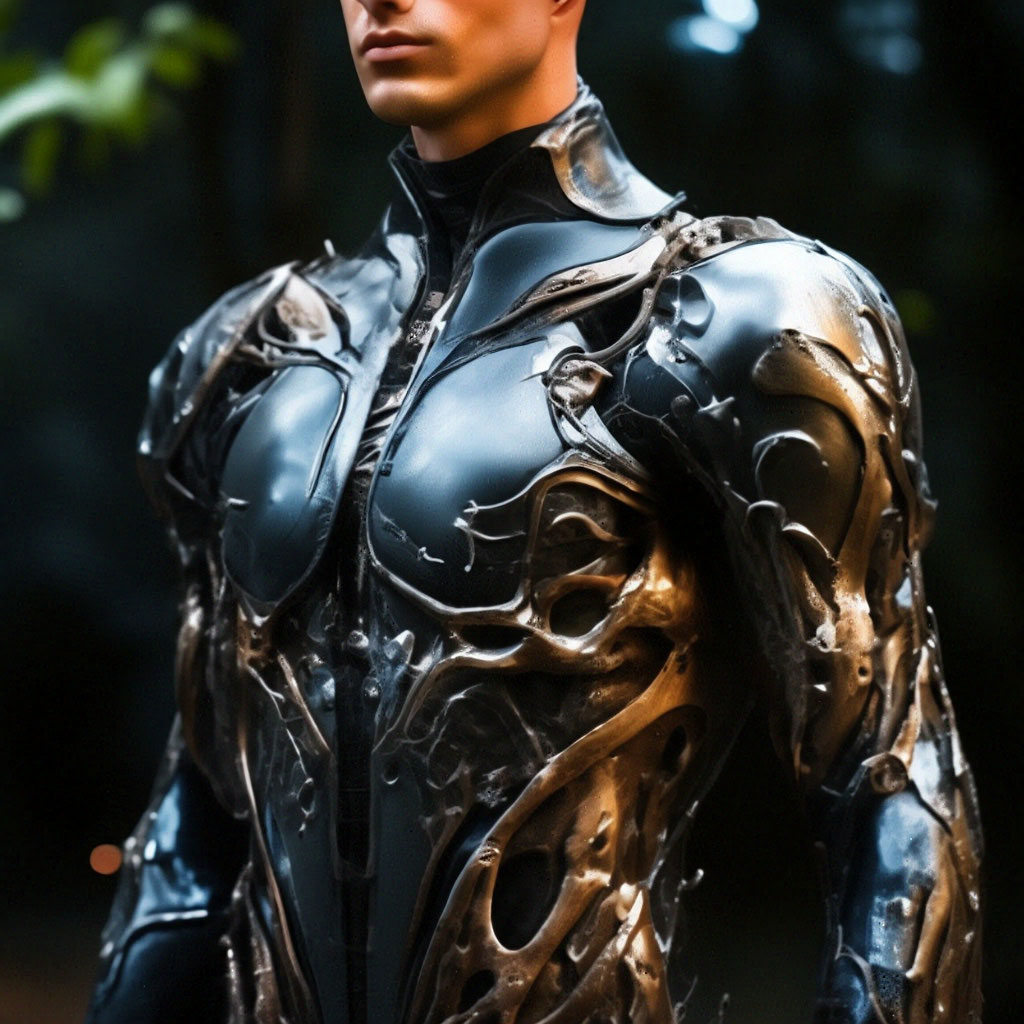 "Cybernetic armor made of liquid metal that is put on the human body ...