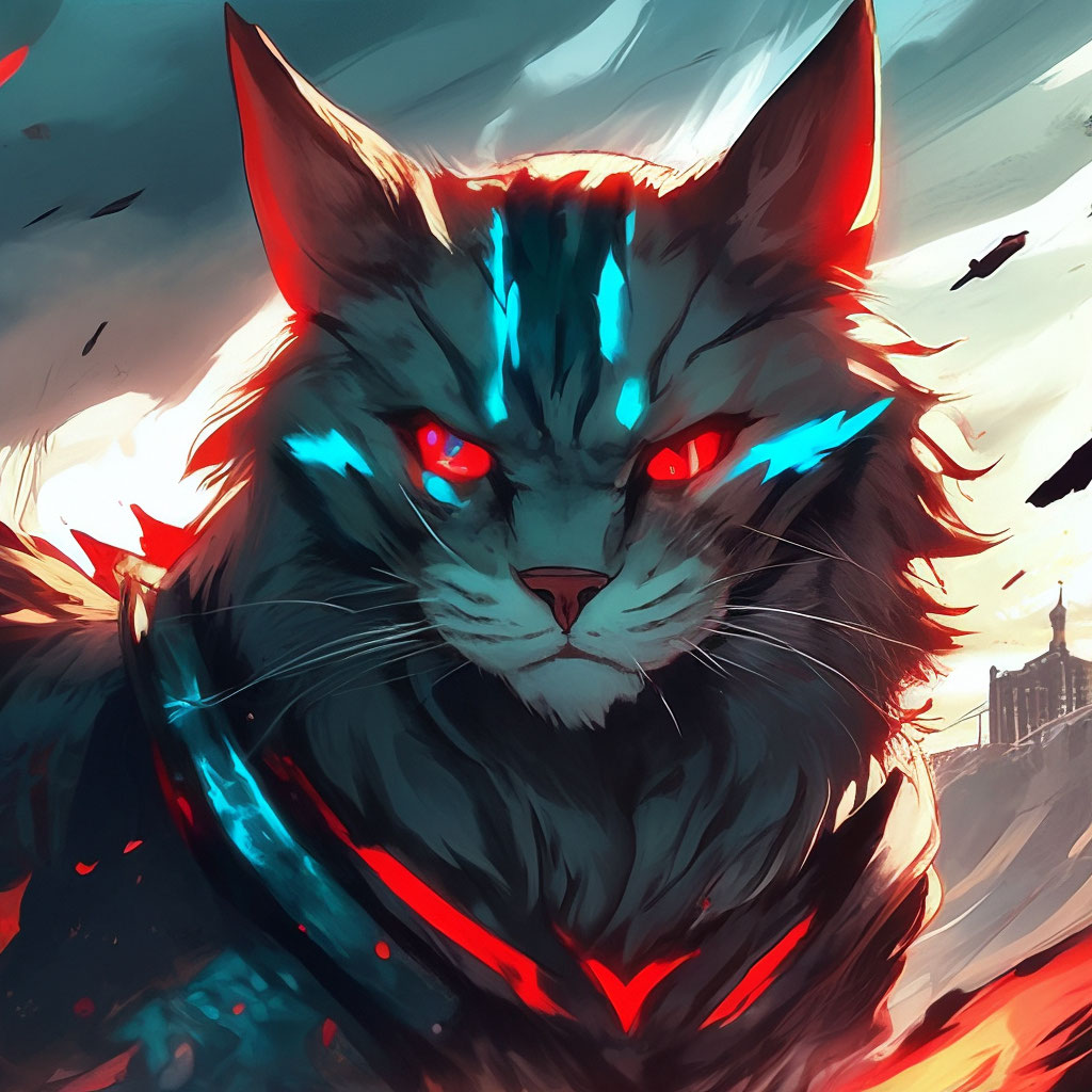 "Basalt (a fictional warrior cat) red eyes and a scar where the eye is ...