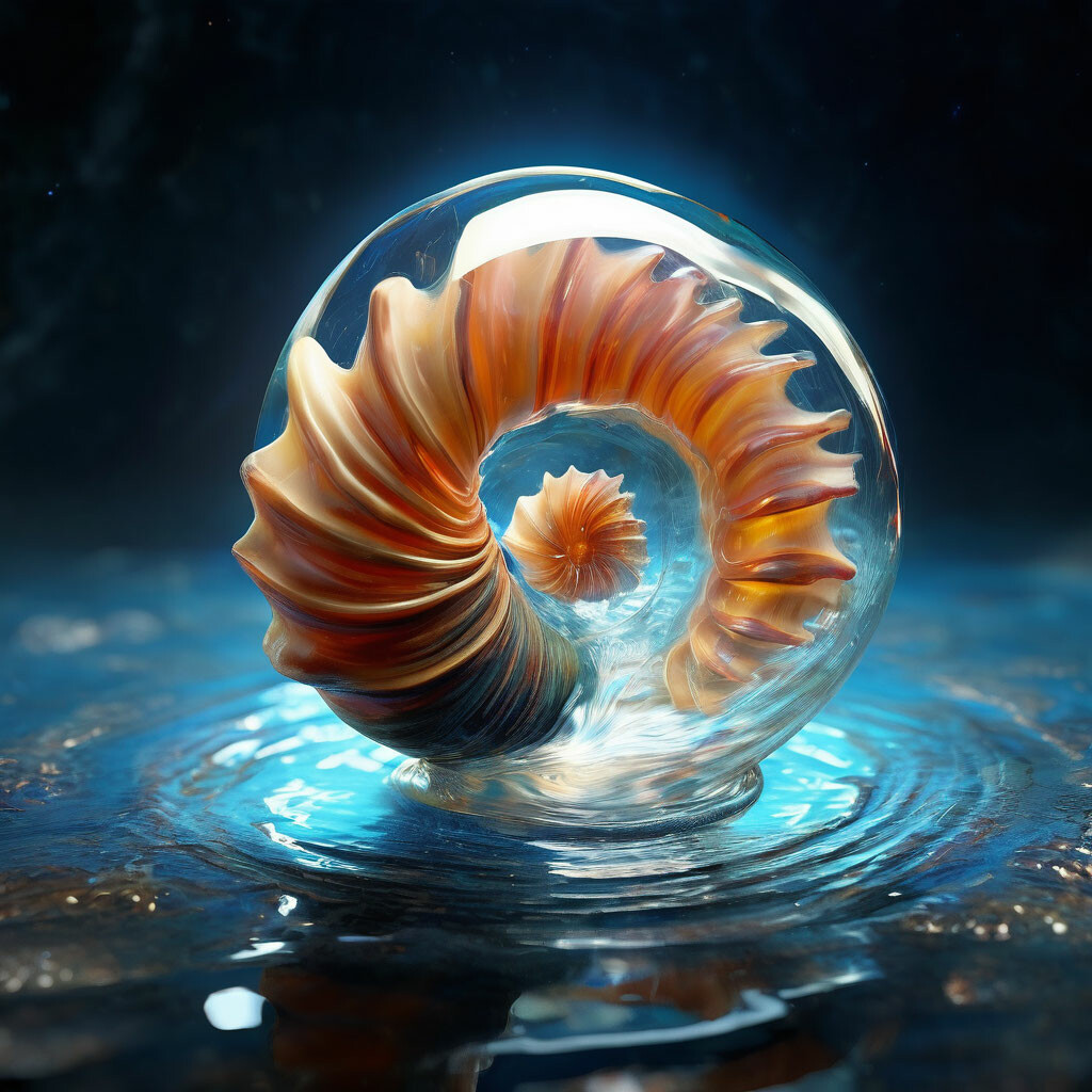 "The seashell spun enchantingly with liquid glass, magic was splashed ...