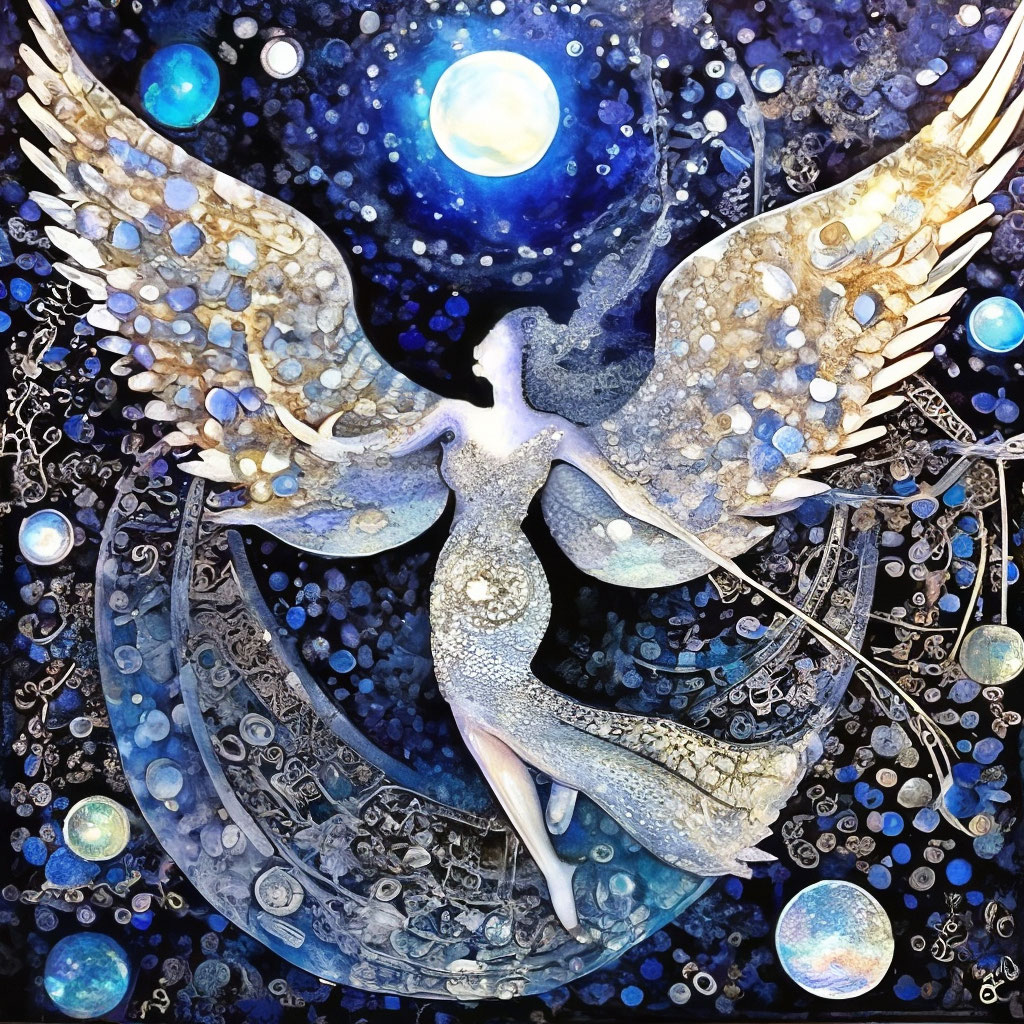 "Night flight surrealism expressionism mosaic watercolor alcohol ink ...