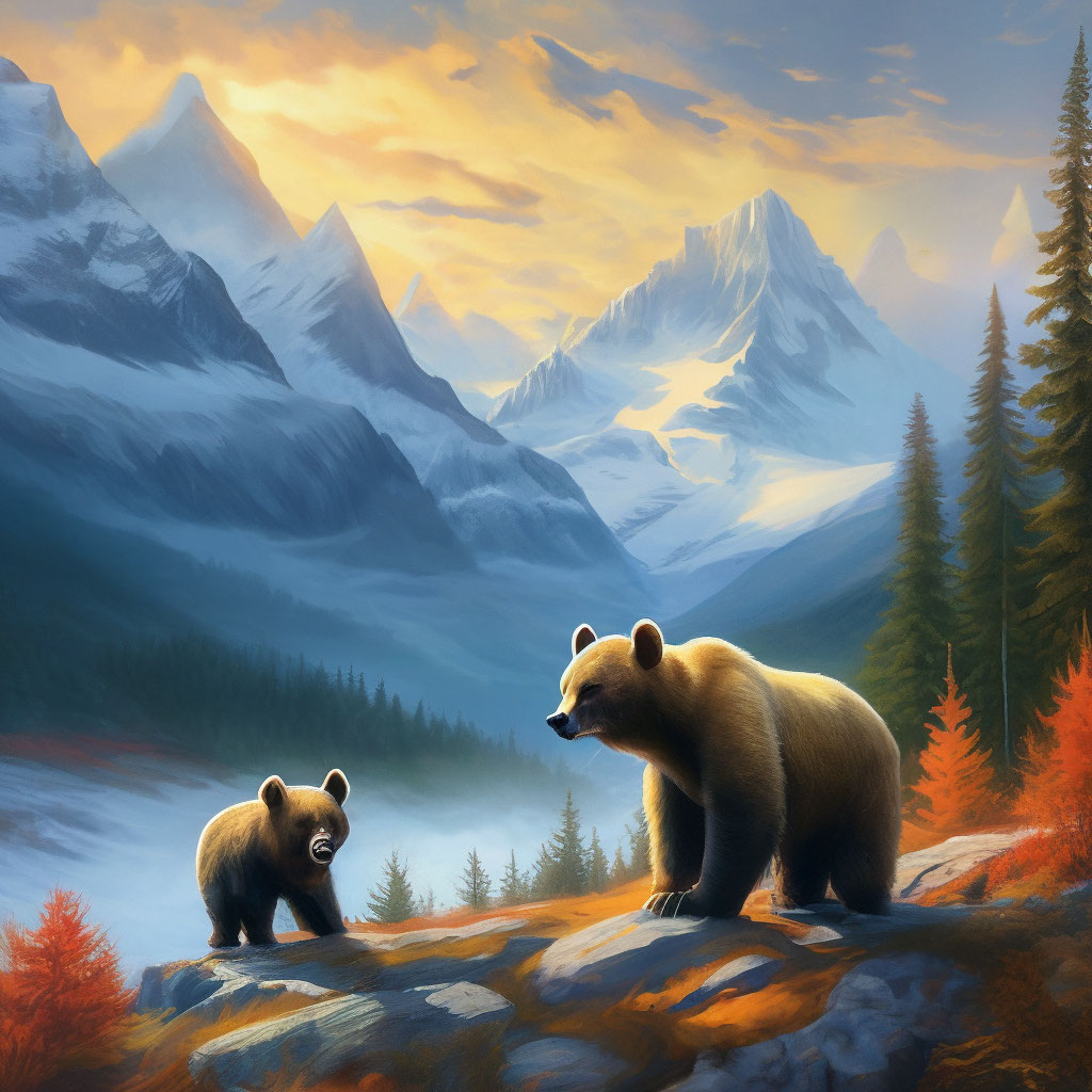 "Mountains and Bears" — image created in Shedevrum