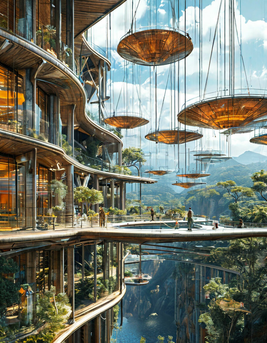 "A world built by artificial intelligence for humans. lightweight …" — image created in Shedevrum