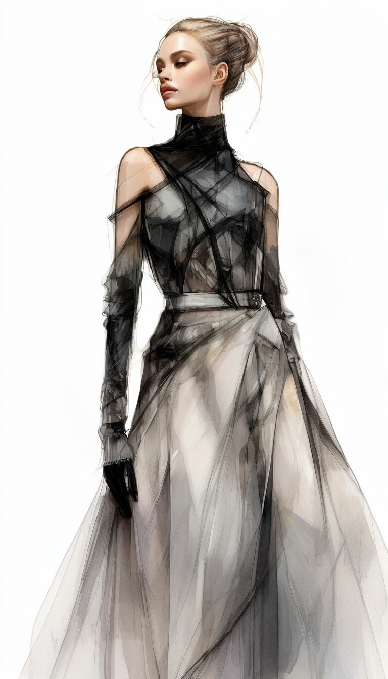 "♾️ luxury fashion sketch drawing spark-Bol hyperdetalization ...