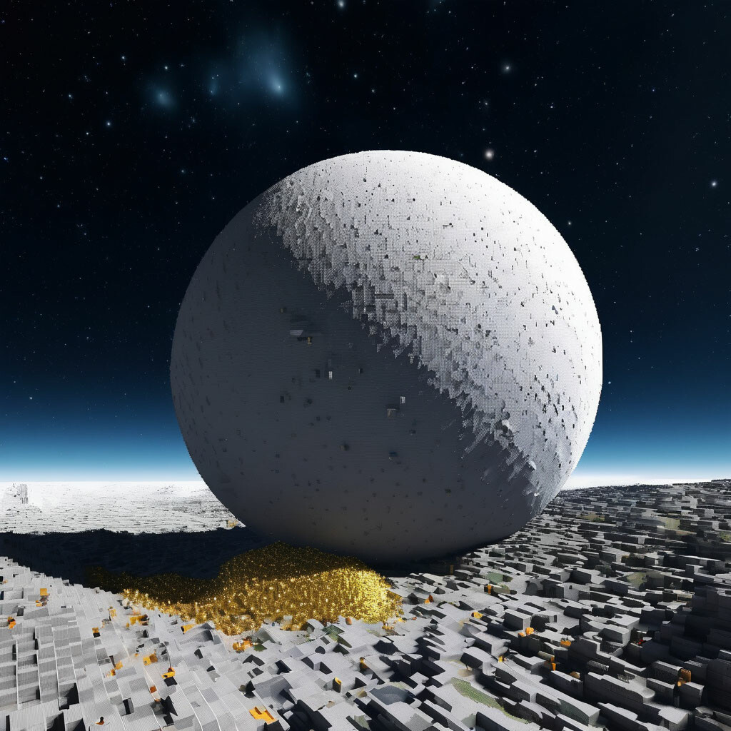 "Moon in Minecraft with ores of …" — image created in Shedevrum