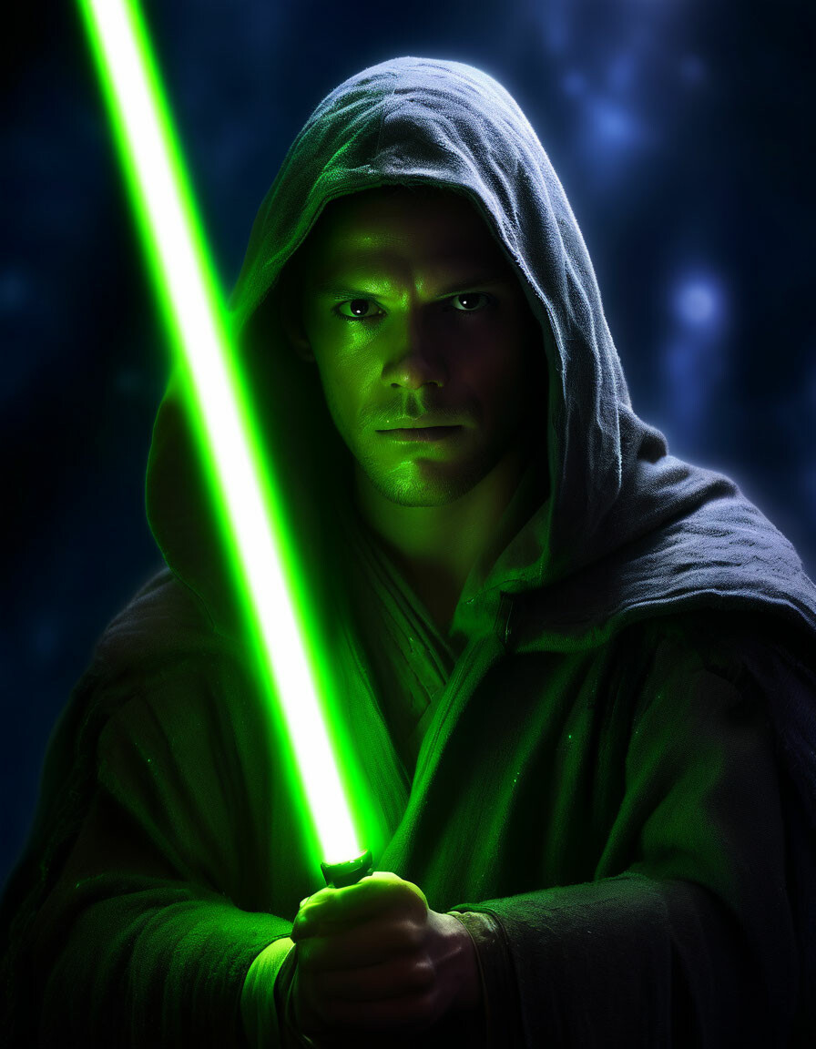 "Star Wars: Jedi Master with a light …" — image created in Shedevrum