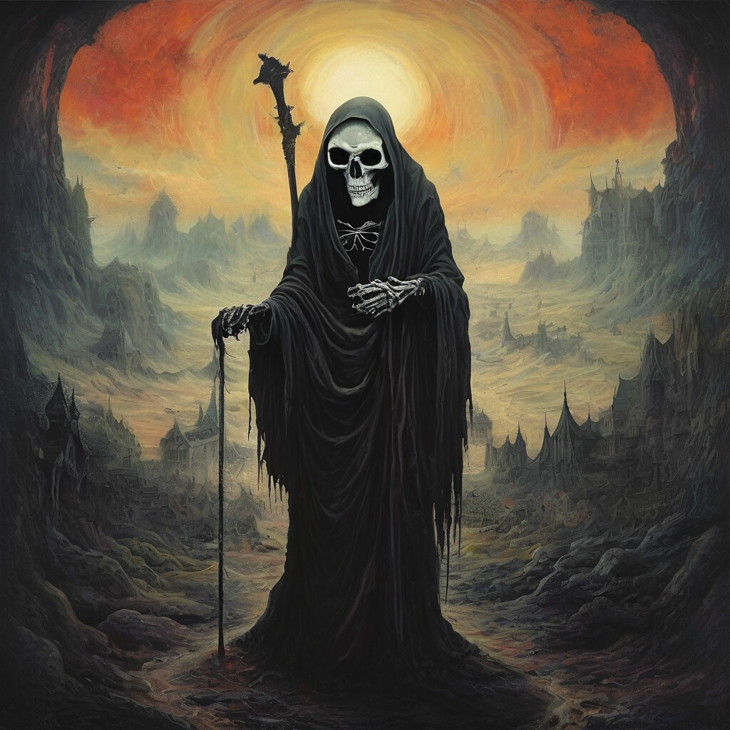 ". death with a pigtail grotesque …" — image created in Shedevrum