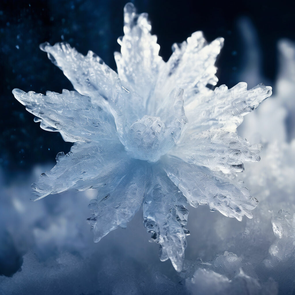 "Flower made of ice, surreal, …" — image created in Shedevrum
