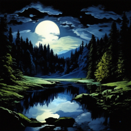 «Night in the technique of silk screen printing, realism detailing ...