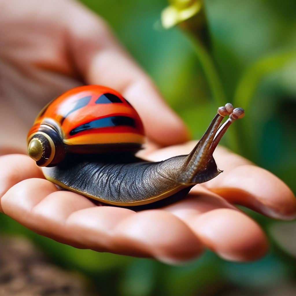 "Snail. + ladybug. which sits on the palm of your hand." — image ...