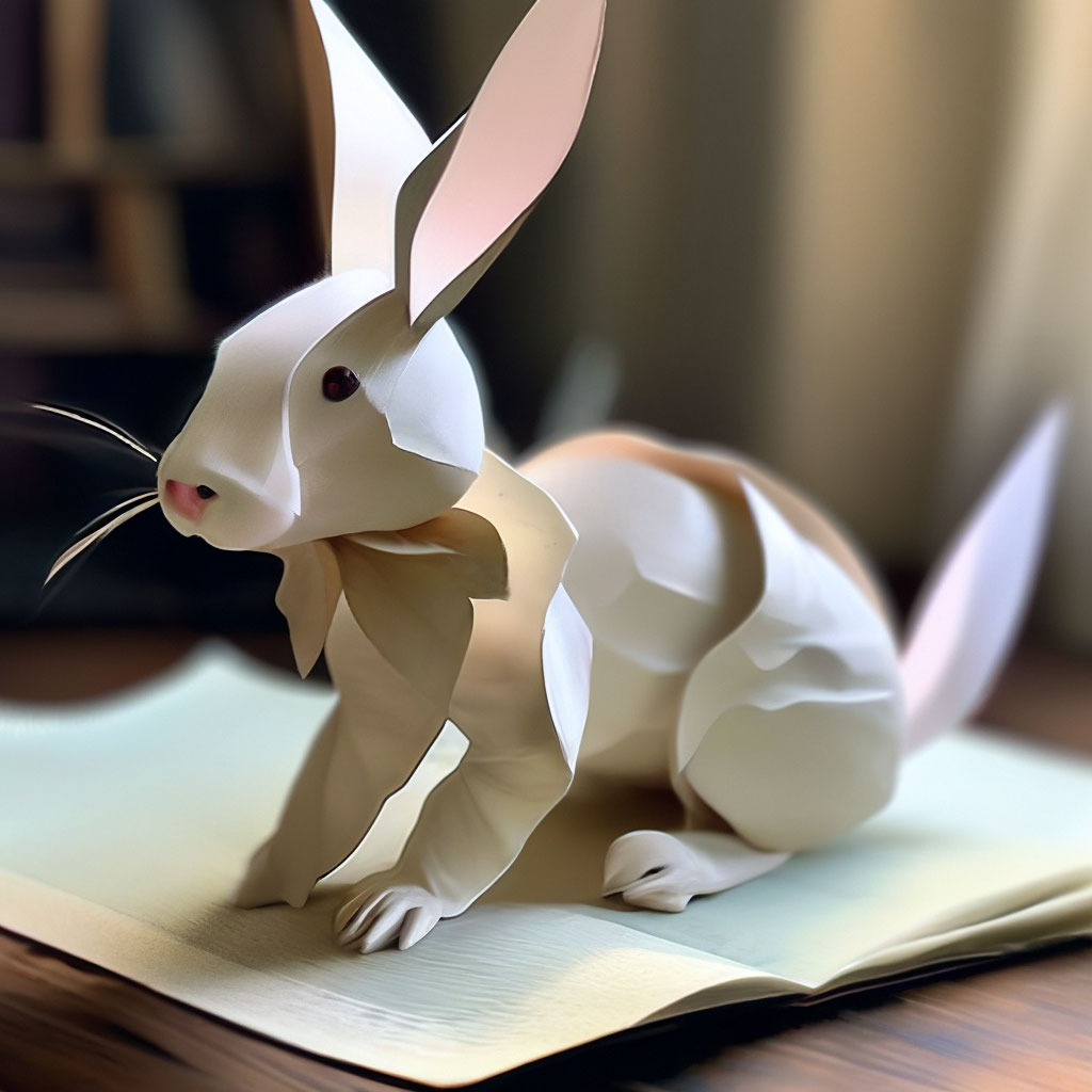 "A layered paper rabbit, crafted with Vintage Manuscript Paper with ...