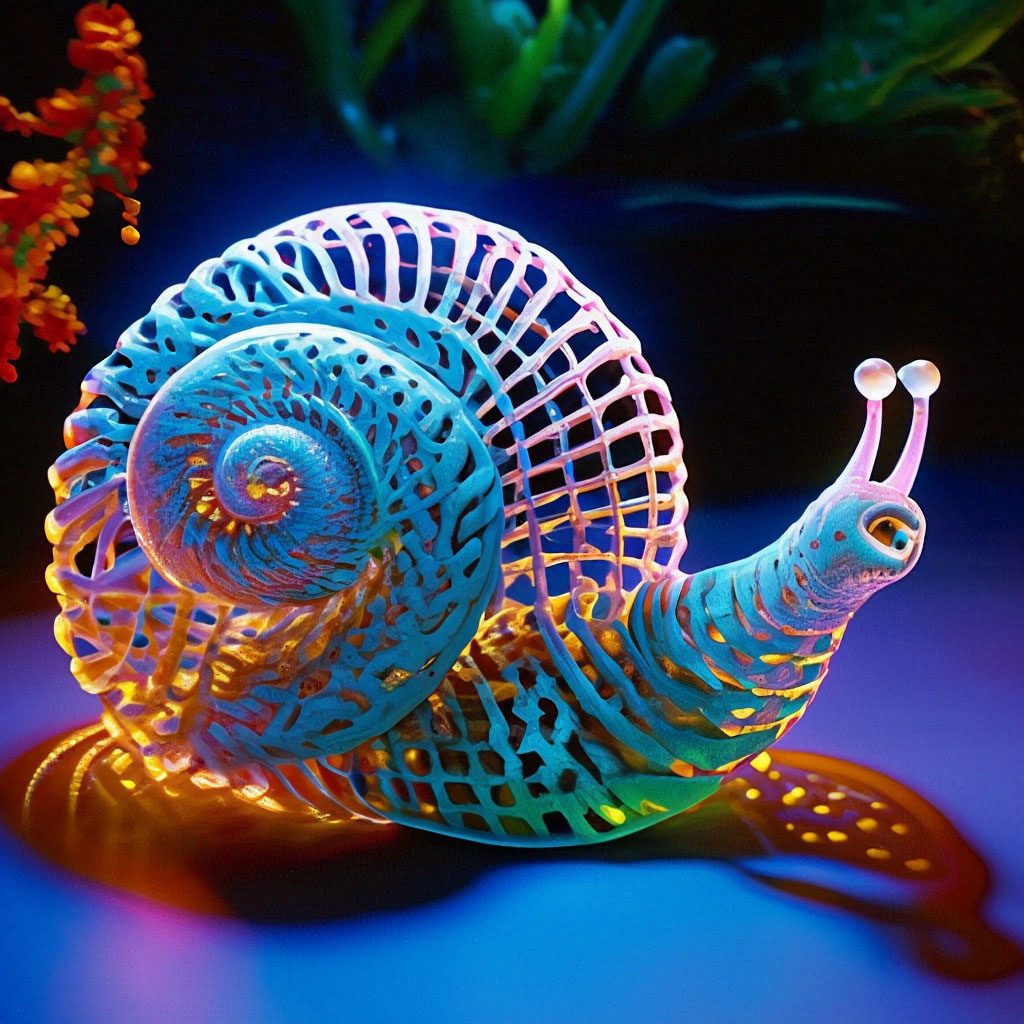 "A very strongly filigreed twisted snail" — image created in Shedevrum