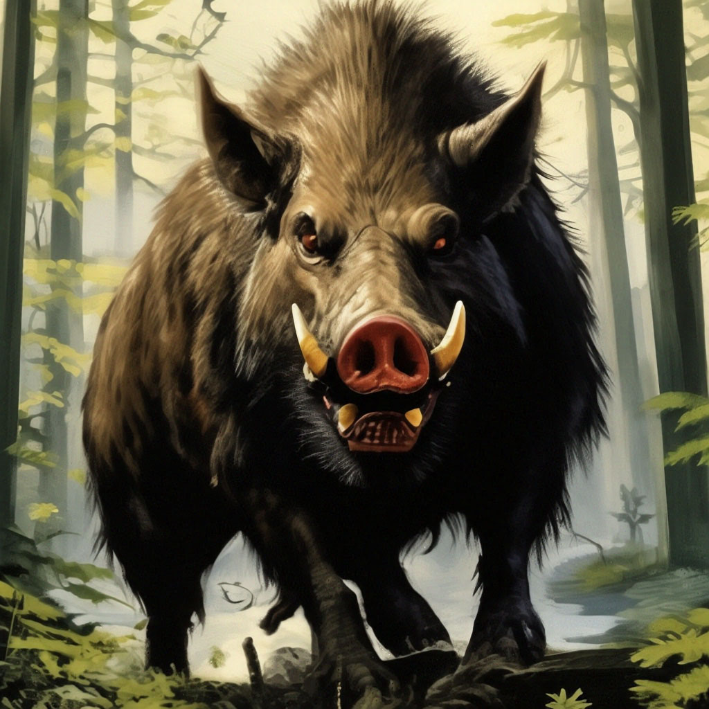 "The monstrous wild boar" — image created in Shedevrum
