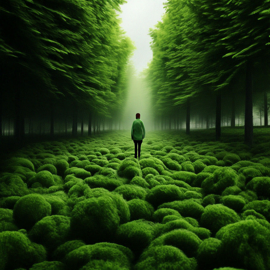 "Green longing, what is it like?" — image created in Shedevrum