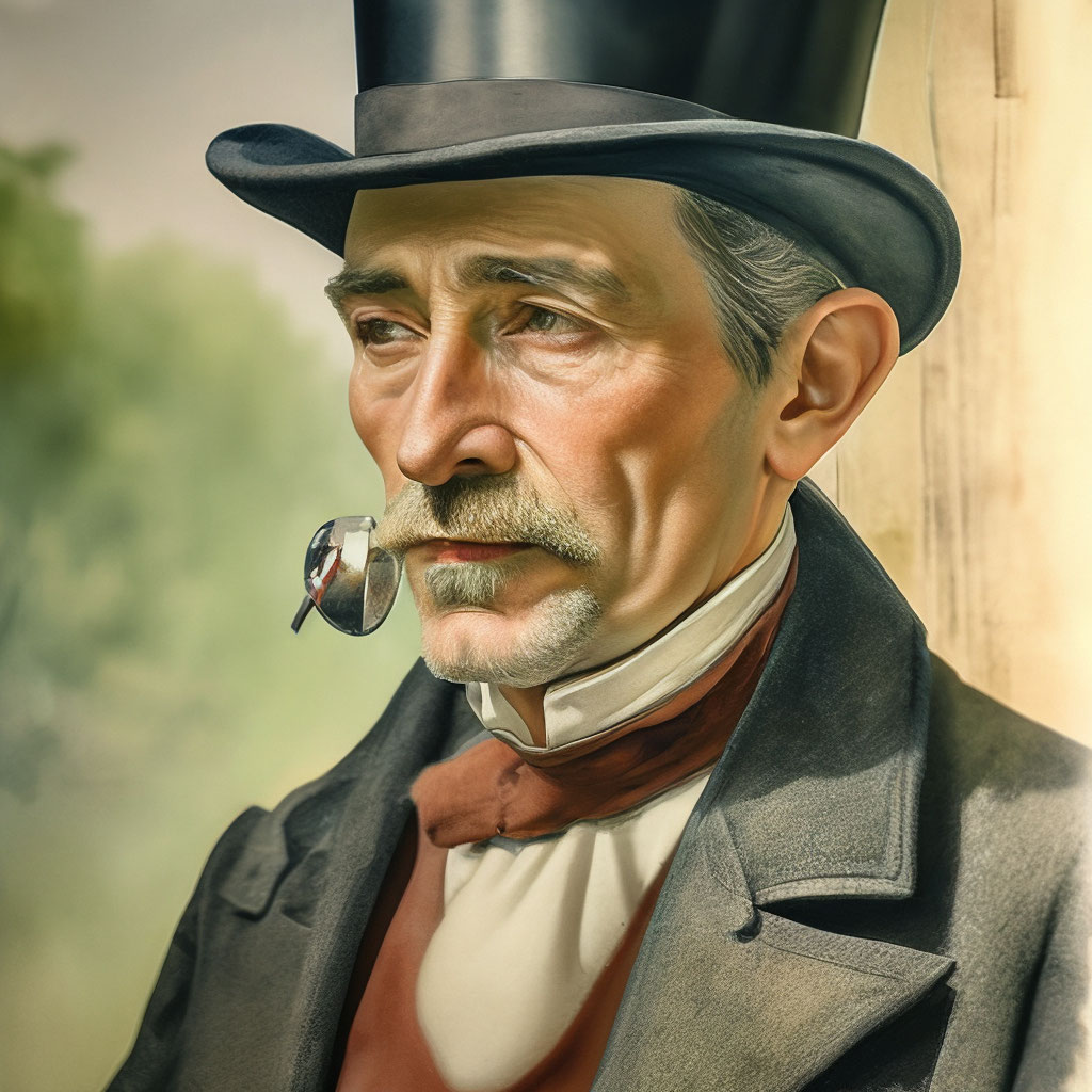 "Gentleman in a monocle, Victorian watercolor, detailed drawing, very ...