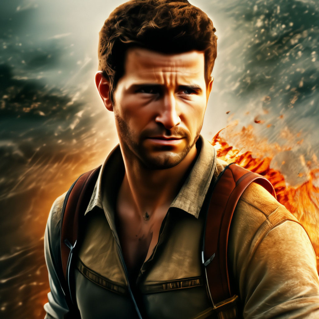 "A character from the computer game Nathan Drake, grunge graphics ...