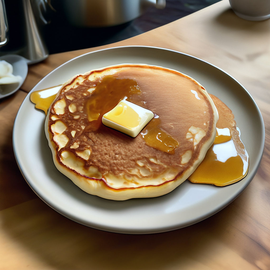 "The first pancake is lumpy" — image created in Shedevrum