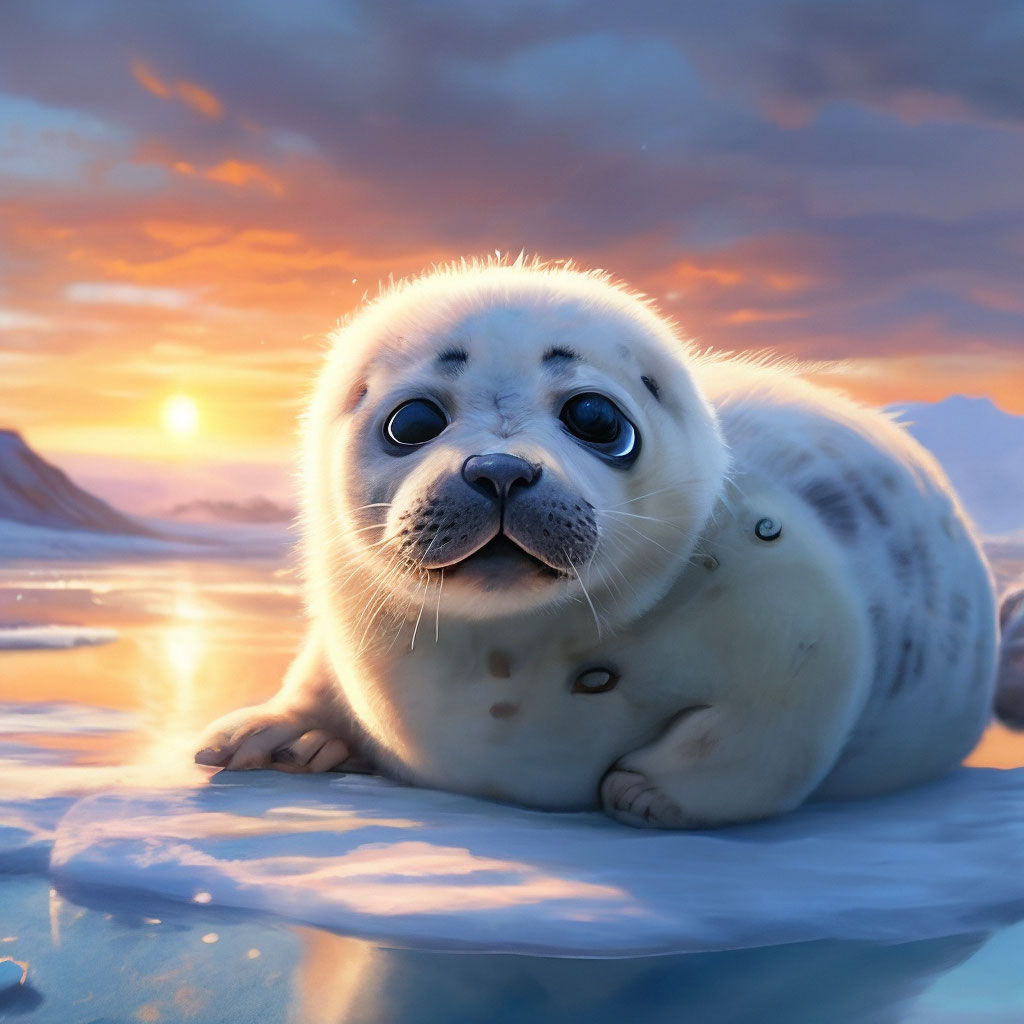 "CUTE SEAL🥹👍 A fluffy northern seal lies with its enoplanetary big eyes ...