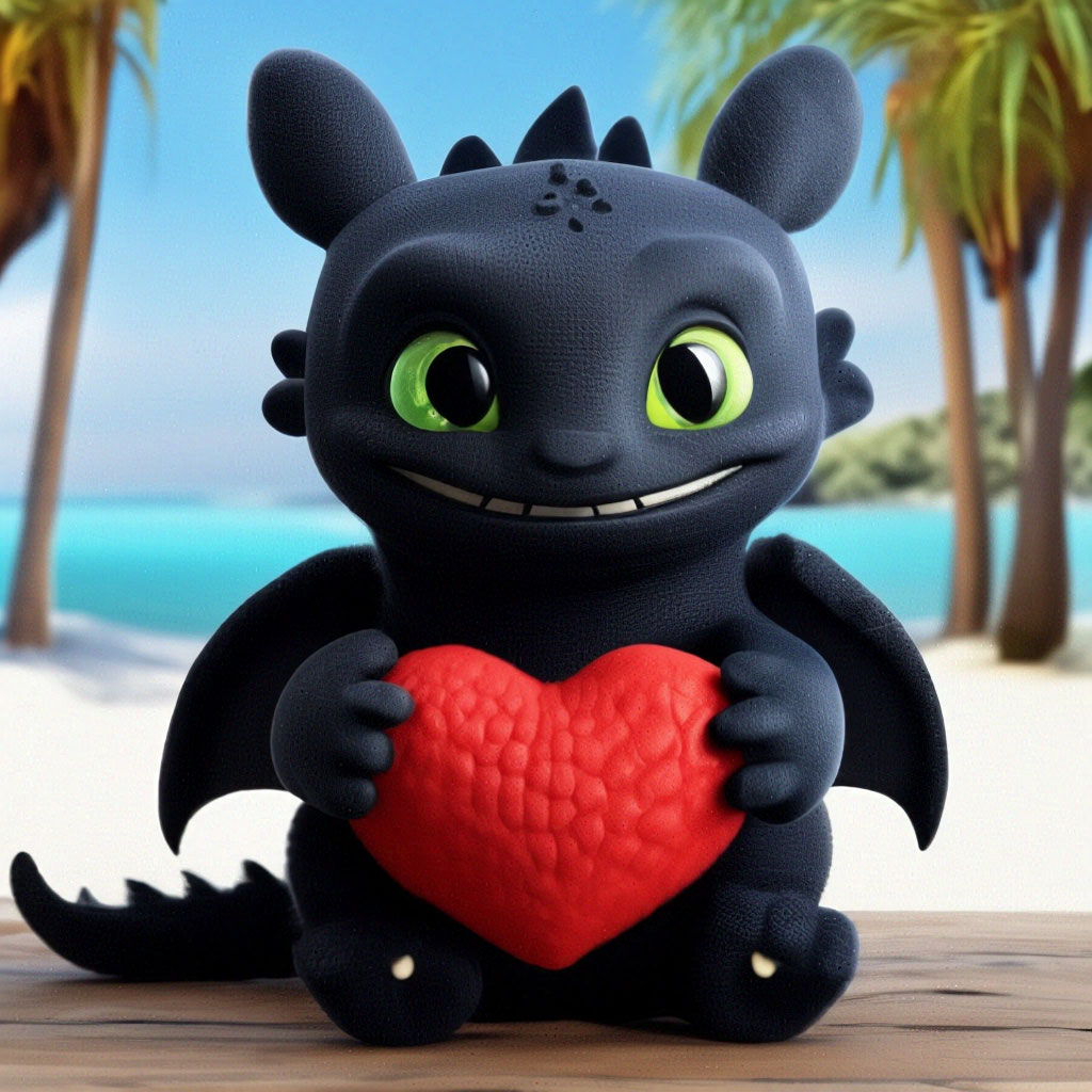 "Hyperrealism sur cute downy charming cute charming smiling Toothless ...