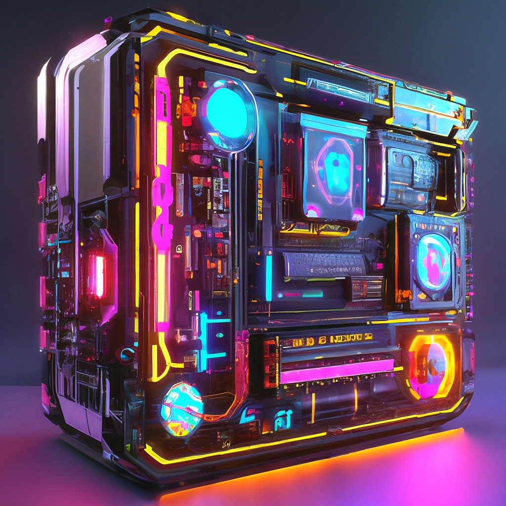 "Computer 4K HD black case" — image created in Shedevrum