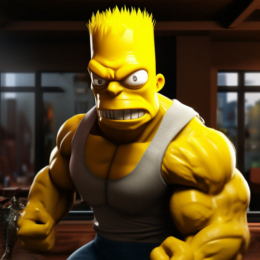 "Bart Simpson is muscular, brutal,angry, maximum resolution, maximum ...