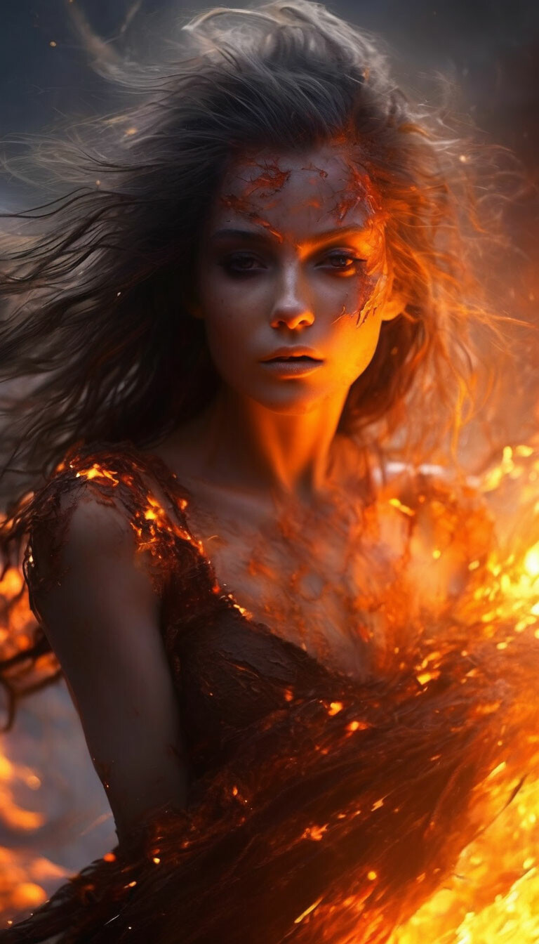 "Fantasy, beautiful dancing lava fairy…" — image created in Shedevrum