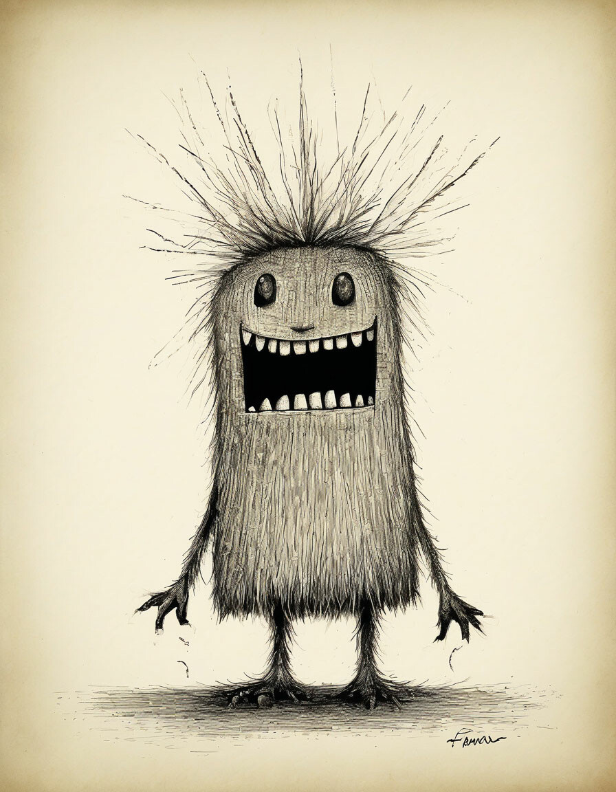 "The straw monster graphic drawing, …" — image created in Shedevrum