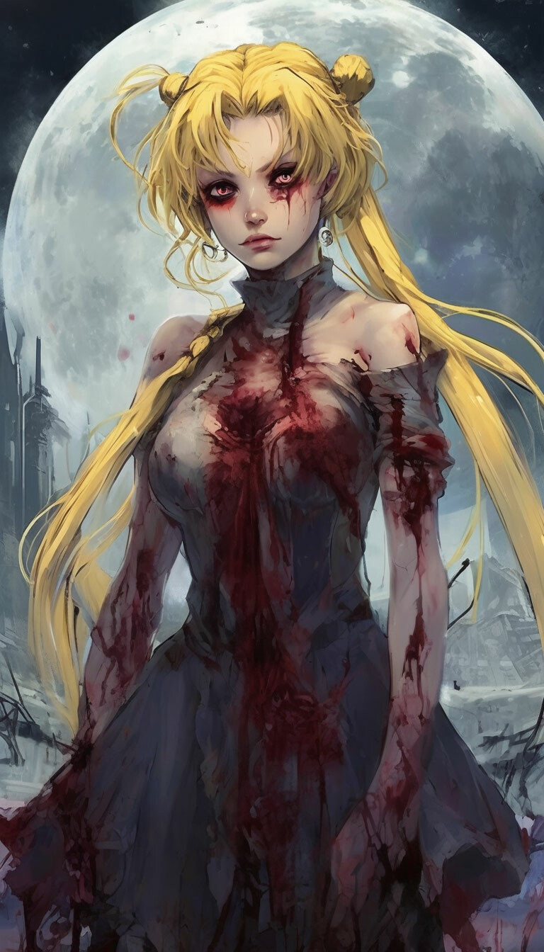 "Usagi Tsukino moon style scary brutal…" — image created in Shedevrum