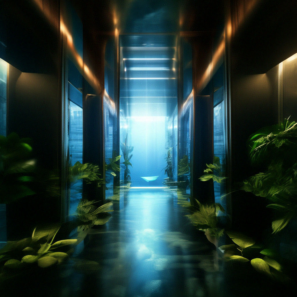 "Rays of light, a teleportation large light elevator moves up into ...